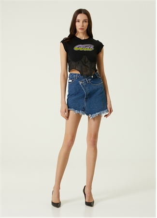 Gcds Kadın Siyah Logolu Kesim Detaylı T-shirt XS EU Gcds Kadın Siyah Logolu Kesim Detaylı T-shirt XS EU