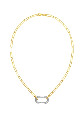 Mers Kadın Ucu Taşlı Parçalı Gümüş Rengi Zincir Kolye Altın Eu