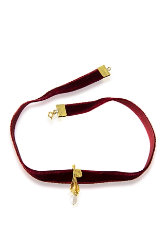 Peracas Kadın Isabella İncili Altın Rengi Kaplama Choker Kolye Bordo Eu Peracas Kadın Isabella İncili Altın Rengi Kaplama Choker Kolye Bordo Eu