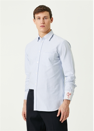 Golden Goose Erkek Mavi Beyaz Çizgi Desenli Gömlek XS EU Golden Goose Erkek Mavi Beyaz Çizgi Desenli Gömlek XS EU