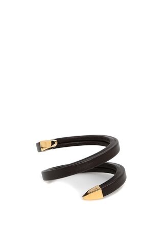 Bottega Veneta Kadın Siyah Dolamalı Deri Bilezik Kahverengi EU