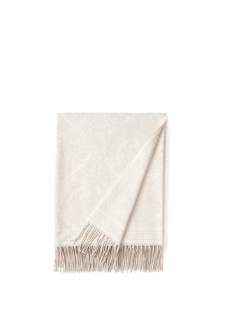 Etro Home Bej Etnik Desenli Yün Throw Etro Home Bej Etnik Desenli Yün Throw