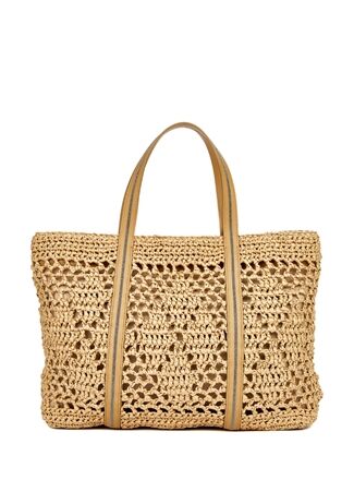 Brunello Cucinelli Kadın Bej Örgü Dokulu Çanta Eu