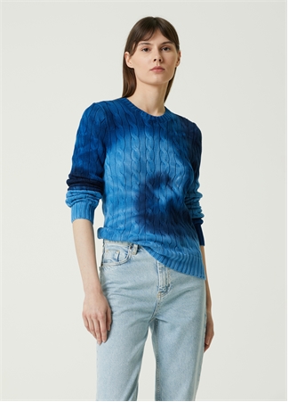 Polo Ralph Lauren Kadın Relaxed Fit Mavi Batik Desenli Kazak XS EU Polo Ralph Lauren Kadın Relaxed Fit Mavi Batik Desenli Kazak XS EU