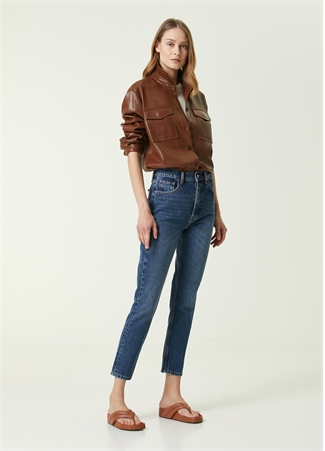 Anine Bing Kadın Sonya Slim Straight Mavi Crop Jean Pantolon 24 US Anine Bing Kadın Sonya Slim Straight Mavi Crop Jean Pantolon 24 US