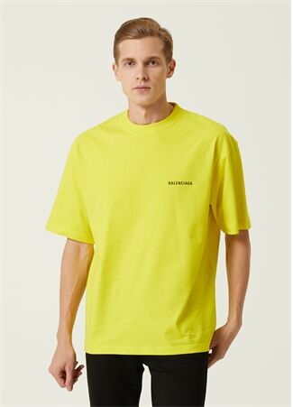 Balenciaga Erkek Sarı Logolu T-shirt S EU
