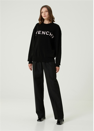 Givenchy Kadın Siyah Logolu Kaşmir Kazak S EU
