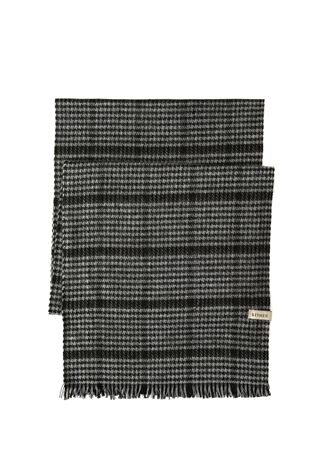 Beymen Erkek Siyah Gri Mikro Kazayağı Desenli Atkı EU