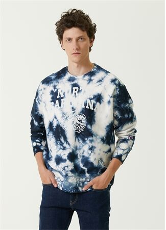 Champion Erkek Lacivert Batik Desenli Sweatshirt M EU