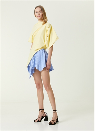 The Attico Kadın Mavi Çizgili Asimetrik Mini Etek 38 IT