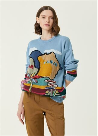 Etro Kadın Mavi Bisiklet Yaka Nakışlı Kazak 40 It Etro Kadın Mavi Bisiklet Yaka Nakışlı Kazak 40 It