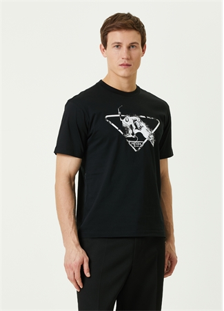 Prada Erkek Siyah Kontrast Figürlü Logolu T-shirt M EU Prada Erkek Siyah Kontrast Figürlü Logolu T-shirt M EU