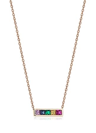 Sim&Roz Kadın Rainbow Princess Safir Taşlı Altın Rengi Kolye EU Sim&Roz Kadın Rainbow Princess Safir Taşlı Altın Rengi Kolye EU