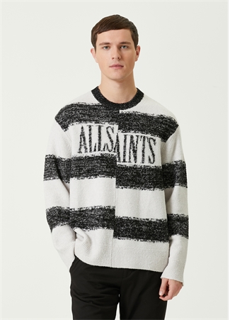 Allsaints Erkek Lexi Saints Ekru Siyah Çizgili Yün Kazak S EU