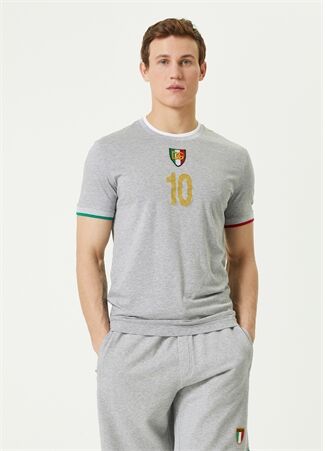 Dolce&Gabbana Erkek Gri Logo Patchli T-shirt 44 IT
