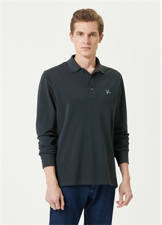 Isaia Erkek Antrasit Polo Yaka Sweatshirt Gri L EU Isaia Erkek Antrasit Polo Yaka Sweatshirt Gri L EU