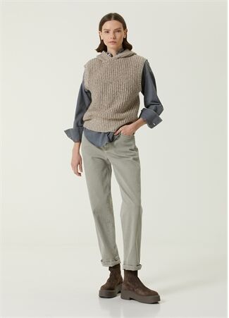 Brunello Cucinelli Kadın Yeşil Yüksek Bel Jean Pantolon 36 IT