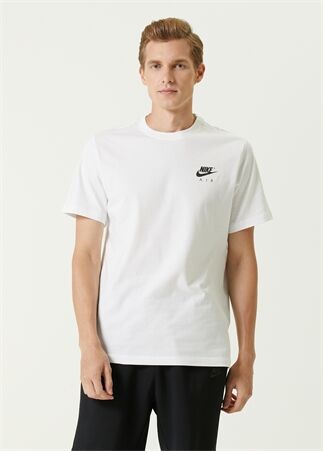 Nike Erkek Beyaz Kontrast Baskılı T-shirt S EU
