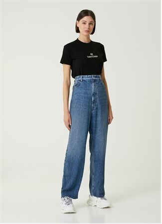 Balenciaga Kadın Mavi Bol Paça Jean Pantolon XS EU