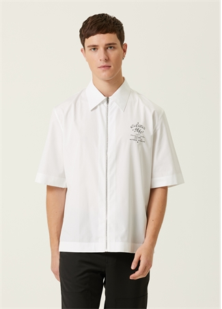 Givenchy Erkek Beyaz Logolu Kısa Kollu Gömlek 40 IT Givenchy Erkek Beyaz Logolu Kısa Kollu Gömlek 40 IT