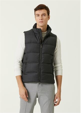 Moorer Erkek Fayer Gri Kapüşonlu Dış Yelek 54 IT