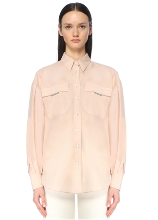 Brunello Cucinelli Kadın Pembe Zincir Şerit Detaylı Gömlek S EU