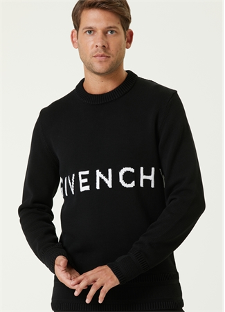 Givenchy Erkek Siyah Beyaz Logo Jakarlı Kazak S EU Givenchy Erkek Siyah Beyaz Logo Jakarlı Kazak S EU