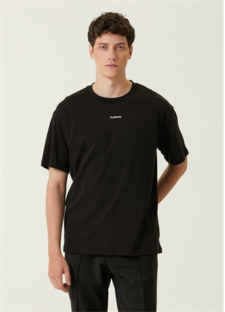 Academia Erkek Siyah Gotik Logo Baskılı T-shirt XS EU