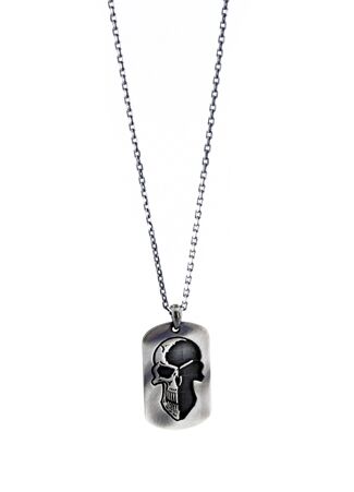 Kayra Khan Erkek Skull Tag Gümüş Rengi Kolye Gri EU Kayra Khan Erkek Skull Tag Gümüş Rengi Kolye Gri EU