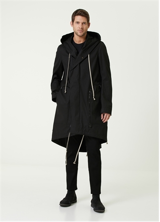 Rick Owens Erkek Siyah Kapüşonlu Parka 48 IT