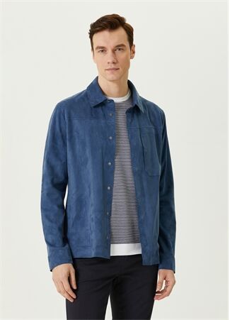 Network Erkek Mavi Süet Gömlek S EU