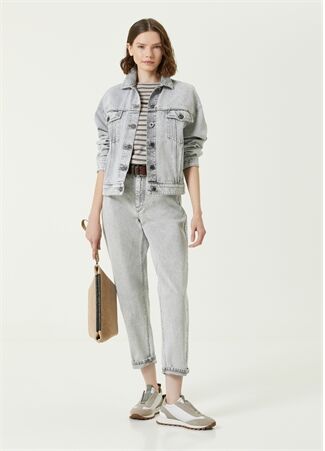 Brunello Cucinelli Kadın Gri Jean Pantolon 42 IT