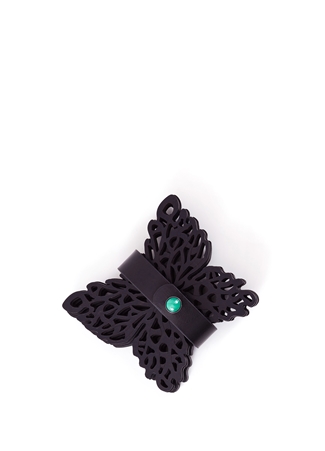 Madame Malachite Coaster Siyah 6lı Deri Bardak Altlığı