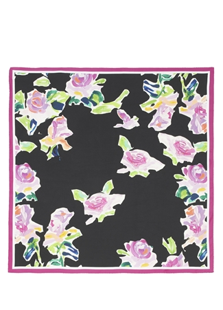 Beymen Club Kadın Siyah Kolaj Çiçekli 90x90 cm İpek Eşarp EU Beymen Club Kadın Siyah Kolaj Çiçekli 90x90 cm İpek Eşarp EU