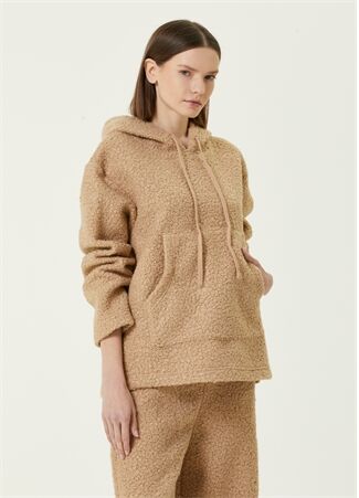 Staud Kadın Bej Kapüşonlu Sherpa Sweatshirt XS EU