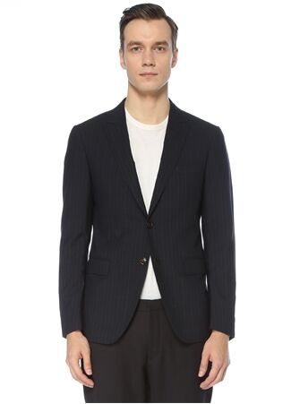 Pal Zileri Erkek Lacivert Çizgili Yün Ceket 50 IT