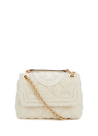Tory Burch Kadın Beyaz Logo Dokulu Yün Çanta EU Tory Burch Kadın Beyaz Logo Dokulu Yün Çanta EU