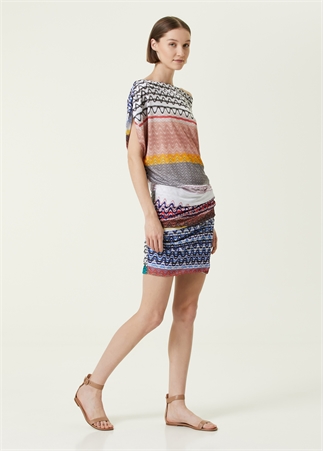 Missoni Kadın Düşük Omuzlu Zikzak Desenli Tunik Elbise 42 IT Missoni Kadın Düşük Omuzlu Zikzak Desenli Tunik Elbise 42 IT