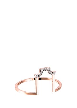 Her Story Kadın Taş Detaylı Rose Altın Rengi Yüzük Kırmızı EU