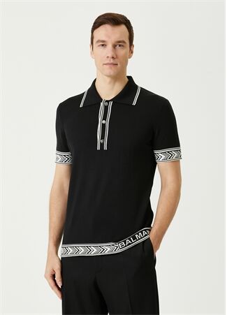 Balmain Erkek Siyah Polo Yaka Yün Triko L EU
