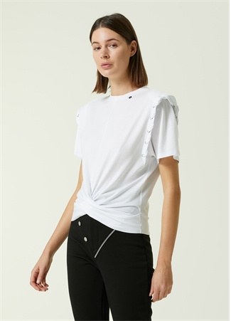 Lol Kadın Beyaz Bağcık Detaylı T-shirt ML EU Lol Kadın Beyaz Bağcık Detaylı T-shirt ML EU