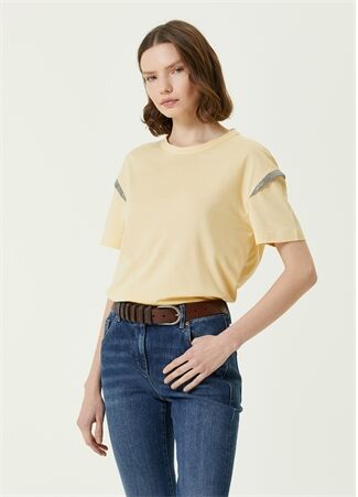 Brunello Cucinelli Kadın Sarı Zincir Detaylı T-shirt S EU