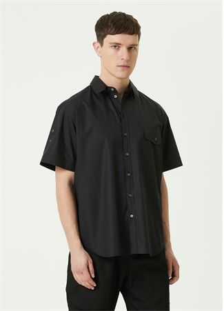 Isabel Benenato Erkek Siyah Çift Cepli Kısa Kollu Gömlek 52 IT Isabel Benenato Erkek Siyah Çift Cepli Kısa Kollu Gömlek 52 IT
