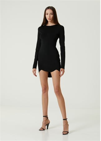 Dsquared2 Kadın Siyah Asimetrik Kesim Mini Elbise M EU