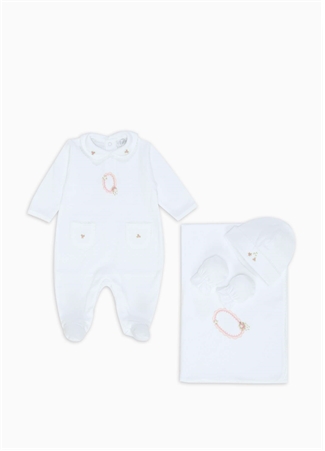 Princess Baby Kız Bebek Beyaz Çiçek Nakışlı Hediye Seti 0-3 Ay EU Princess Baby Kız Bebek Beyaz Çiçek Nakışlı Hediye Seti 0-3 Ay EU