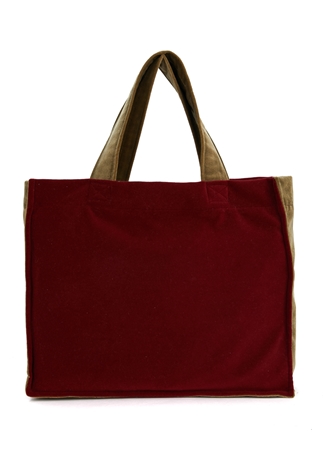 Samsara Kadın Bordo Taba Kadife Alışveriş Çantası EU