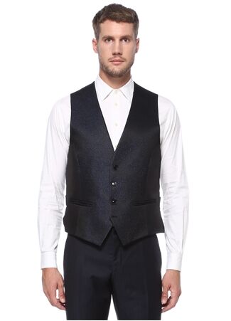 Pal Zileri Erkek Lacivert V Yaka Sim Dokulu Yelek 54 IT