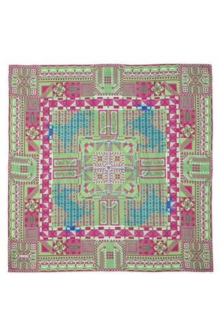 Beymen Kadın Yeşil Logo Desenli 90x90 cm İpek Twill Eşarp EU