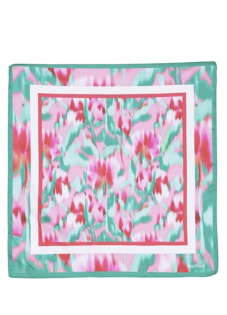 Network Kadın Yeşil Pembe Çiçek Desenli Fular EU
