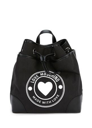 Love Moschino Kadın Siyah Logo Baskılı Sırt Çantası EU
